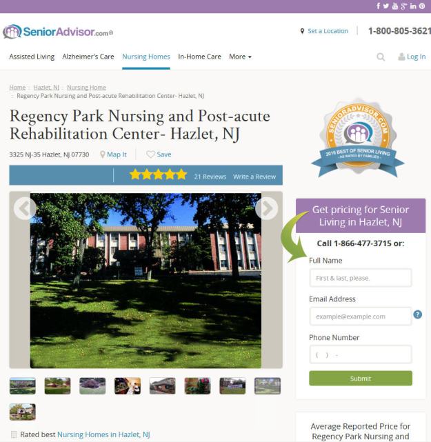 SeniorAdvisor.com Promotes Facility Awards On Their Website! - Regency ...